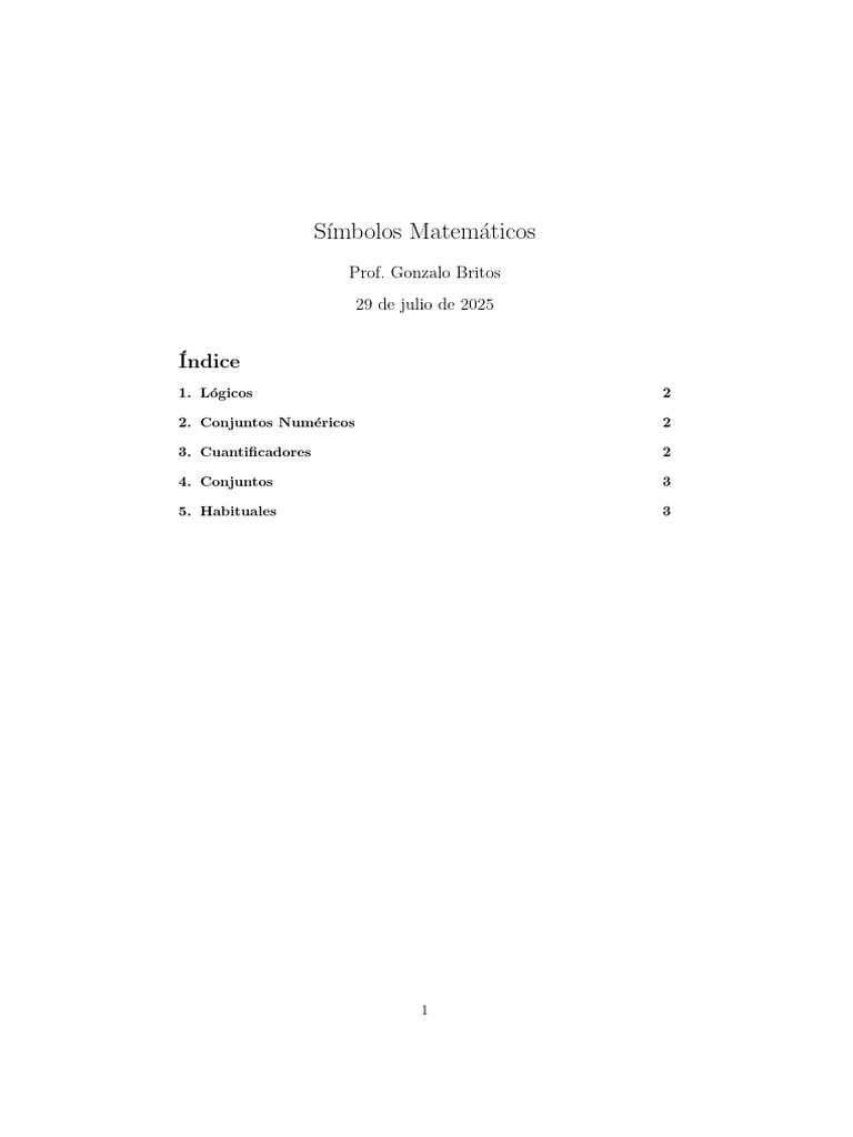 Símbolos Matemáticos Esenciales | PDF | Matemáticas | Álgebra de Boole