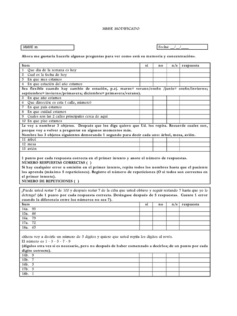MMSE Test | PDF