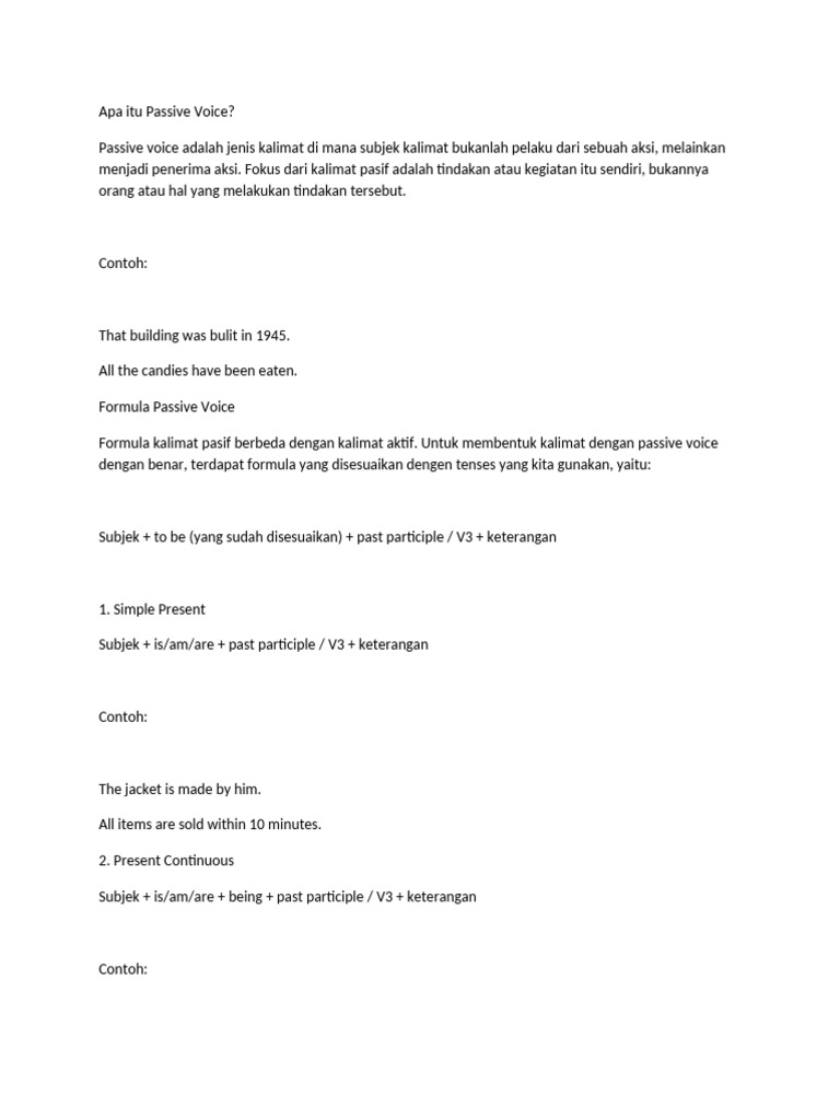Apa Itu Passive Voice | PDF | Language Mechanics | Linguistics