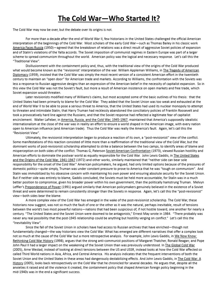 Origins of the Cold War Explained | PDF | Cold War | Soviet Union