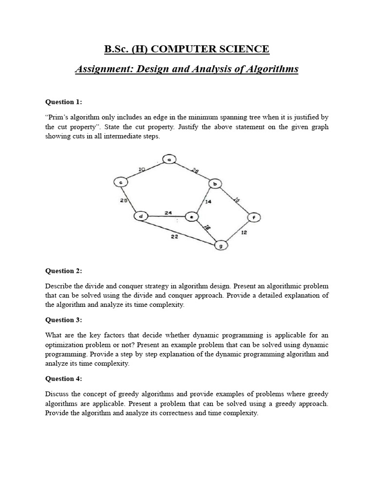Algorithm Design and Analysis Assignment | PDF