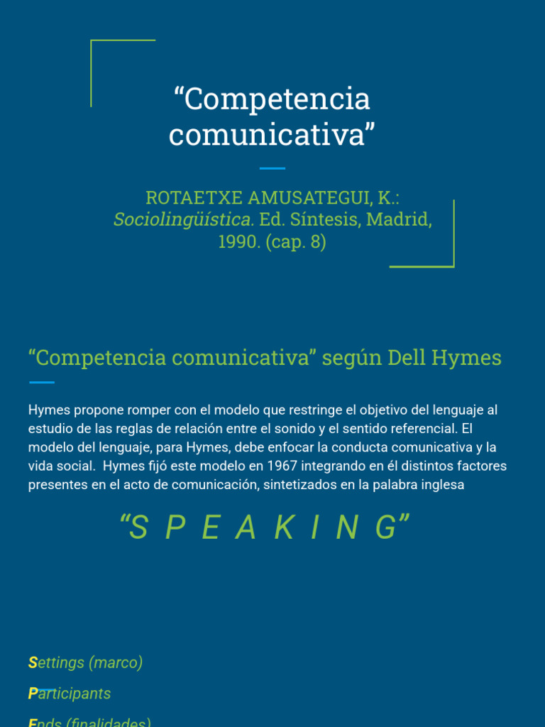 Competencia comunicativa según Hymes | PDF