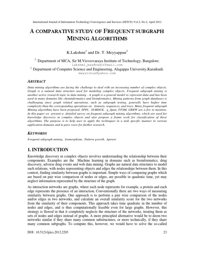 A Comparative Study of Frequent Subgraph Mining Algorithms | Download Free PDF | Graph Theory ...