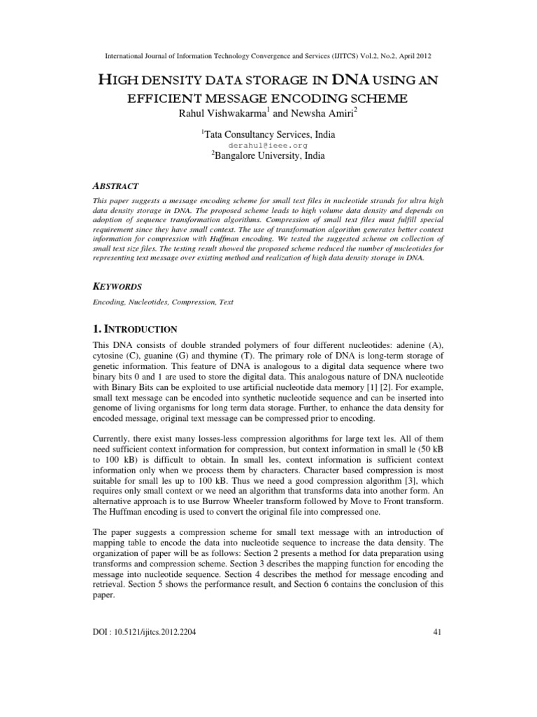 High Density Data Storage in Dna Using An Efficient Message Encoding ...