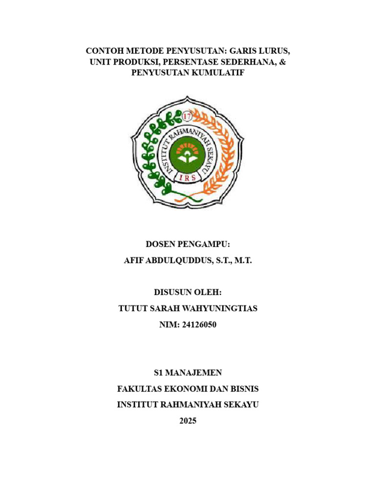 Metode Penyusutan Aset: Garis Lurus & Unit Produksi | PDF