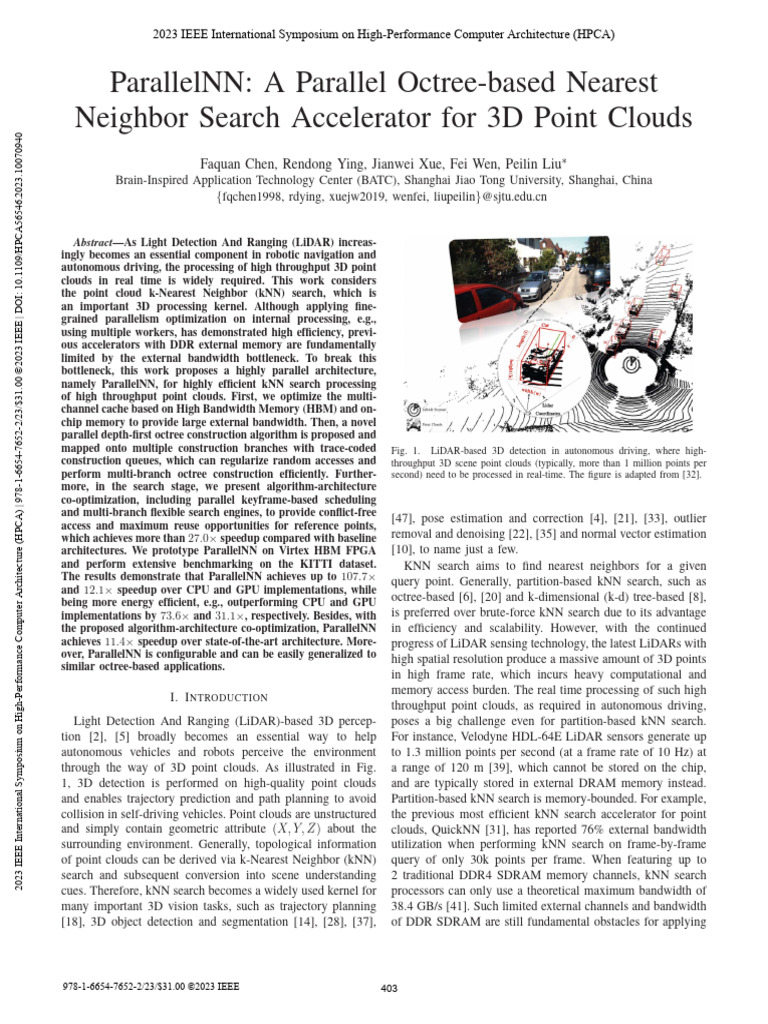 ParallelNN A Parallel Octree-Based Nearest Neighbor Search Accelerator For 3D Point Clouds | PDF ...