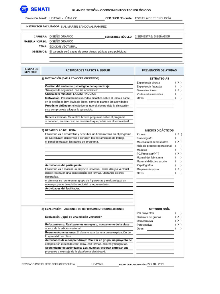 Formato - Plan de Sesión Tecnología - Presencial 15.09.25 | PDF ...
