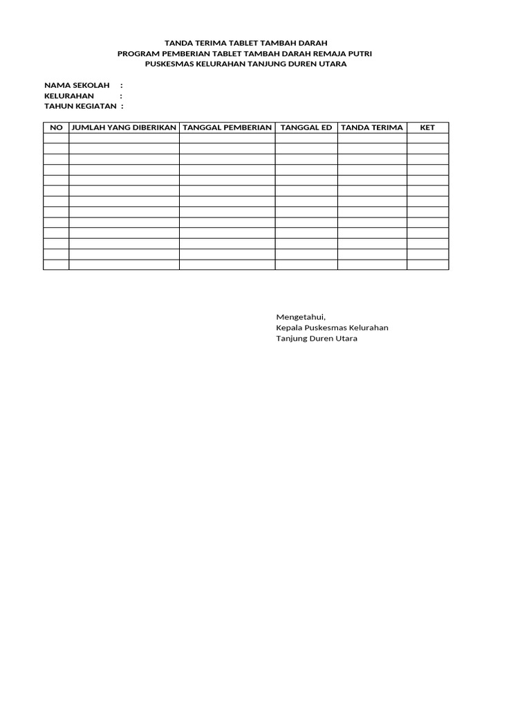Form Tanda Terima TTD Rematri | PDF