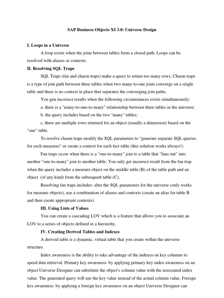 SAP Business Objects XI 3 | PDF | Database Index | Table (Database)
