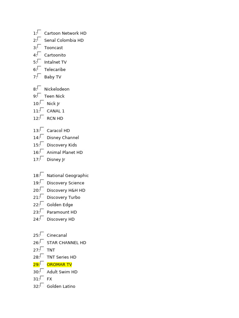 List of HD TV Channels | PDF