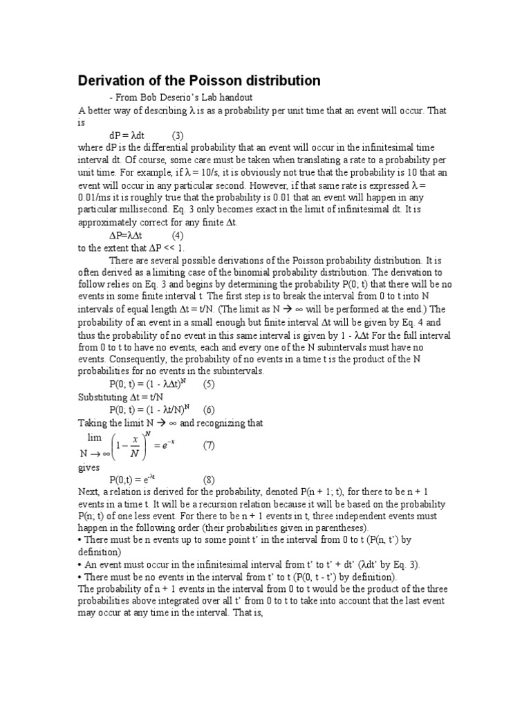 Derivation of The Poisson Distribution | PDF | Science & Mathematics