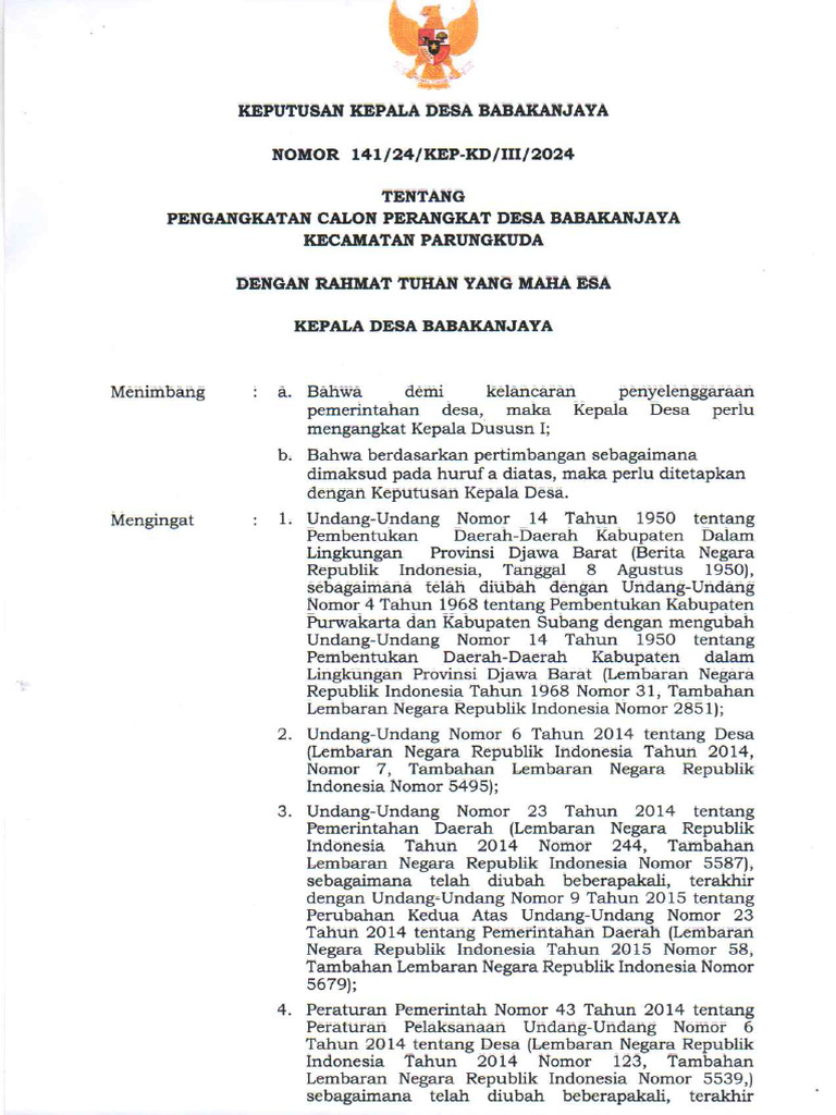 SK Kepala Dusun I | PDF