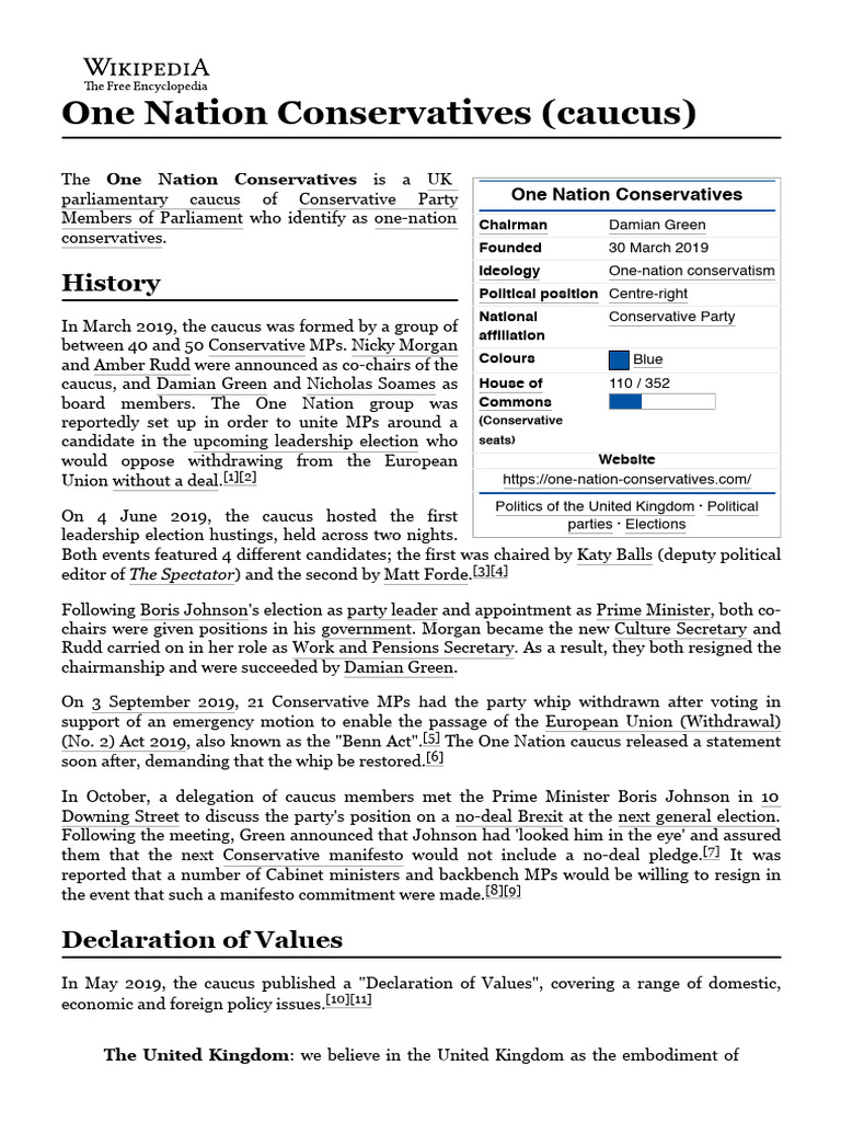 One Nation Tory MPs Overview | PDF | Politics Of The United Kingdom ...