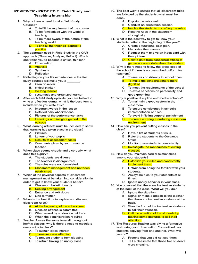 Field Study Course Insights for Teachers | PDF | Learning | Teachers