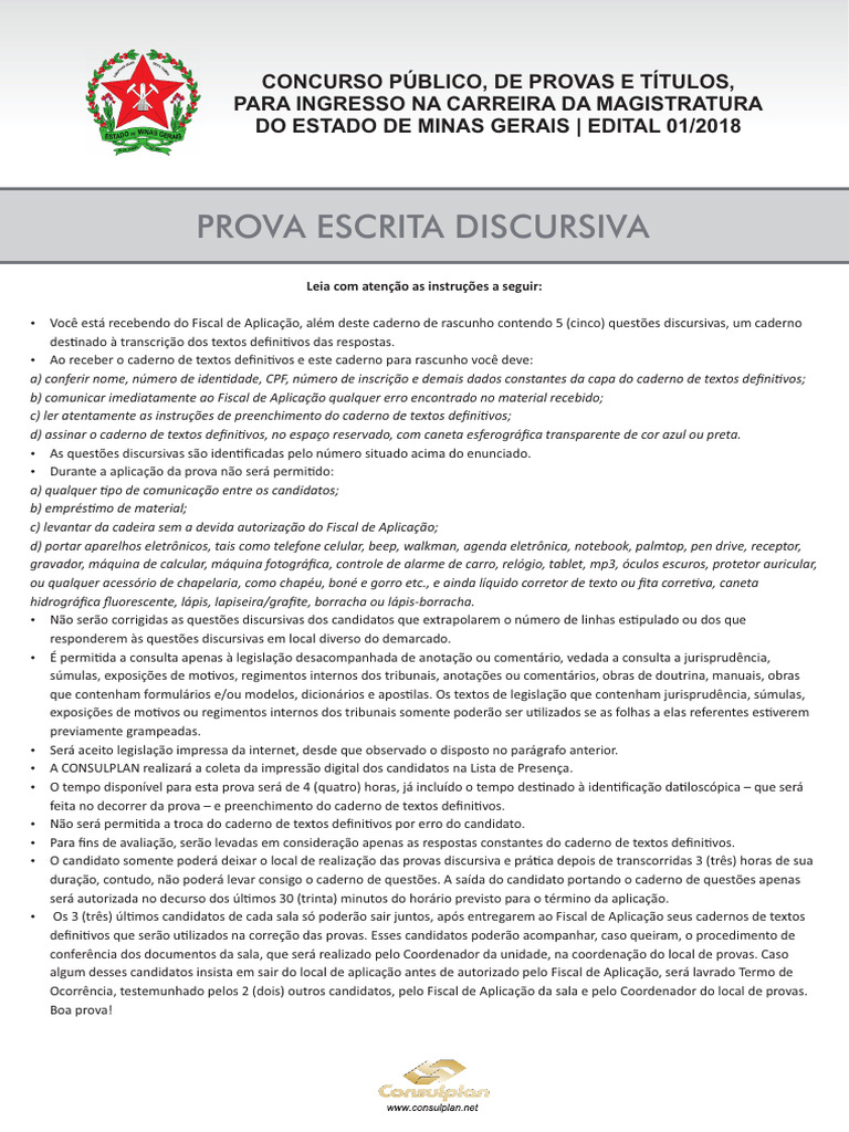 prova escrita discursiva | PDF