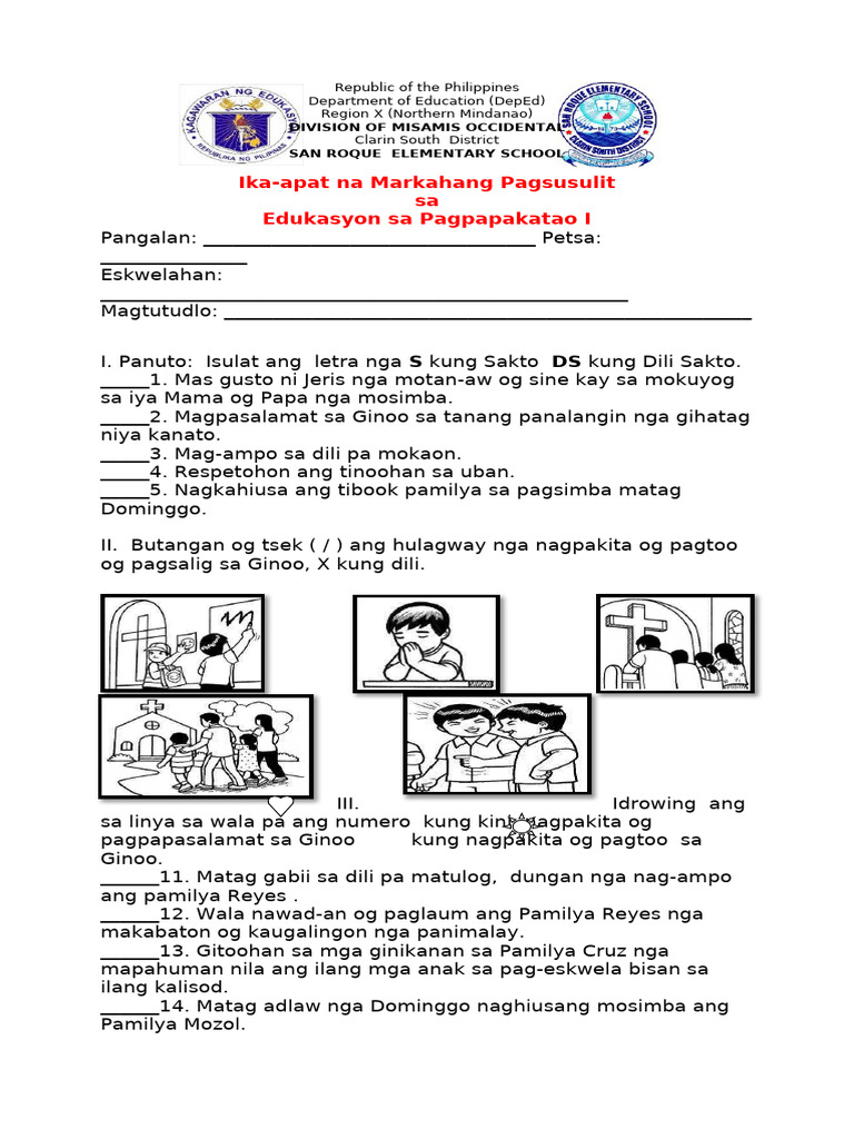 Grade 1 Fourth Periodical Test Papers With T.O.S. | PDF