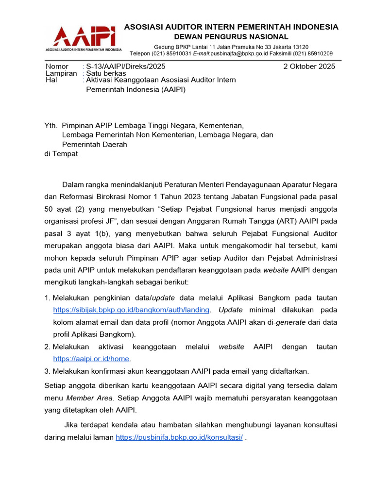 Aktivasi Keanggotaan AAIPI 2025 | PDF