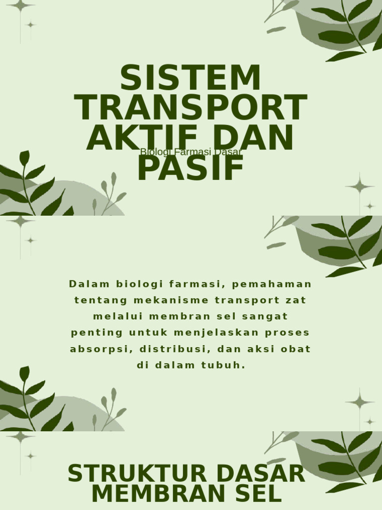 Mekanisme Transport Sel: Aktif & Pasif | PDF