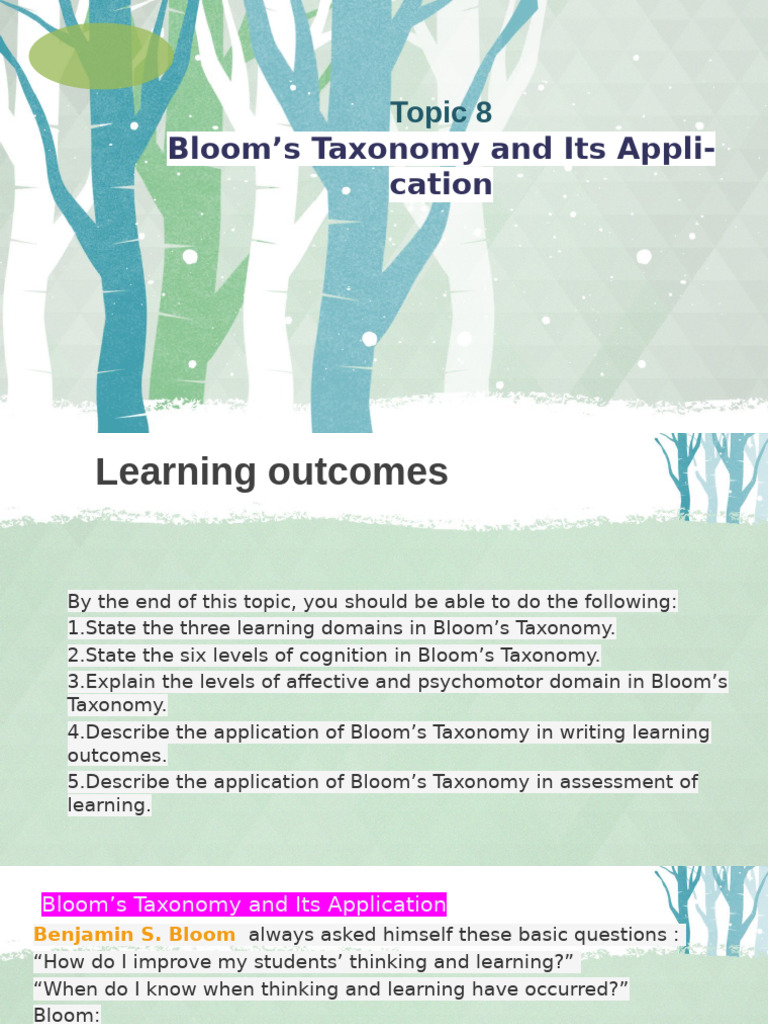 Topic 8 Bloom Taxonomy 040724 | PDF | Psychological Concepts ...