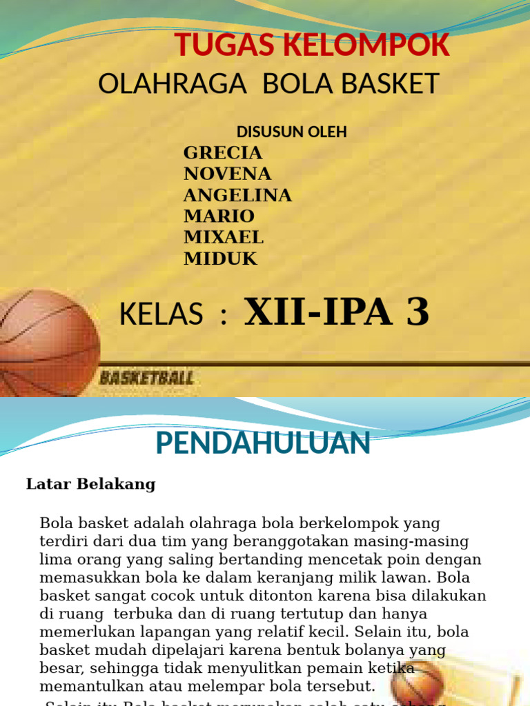 Contoh Slide Makalah Bola Basket | PDF