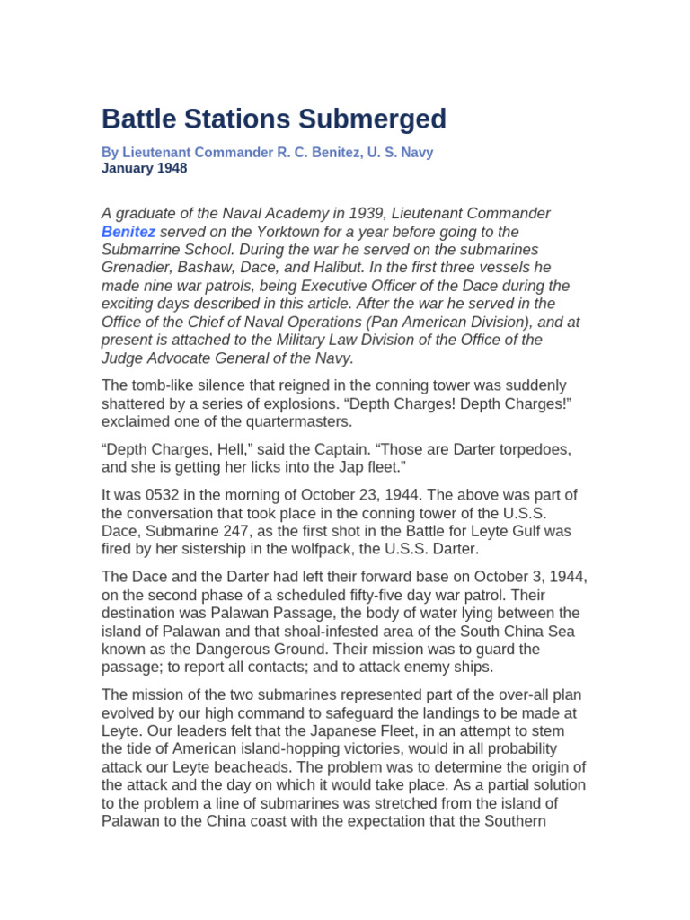 Battle Stations Submerged To Palawan Passage | PDF | Submarines | Torpedo