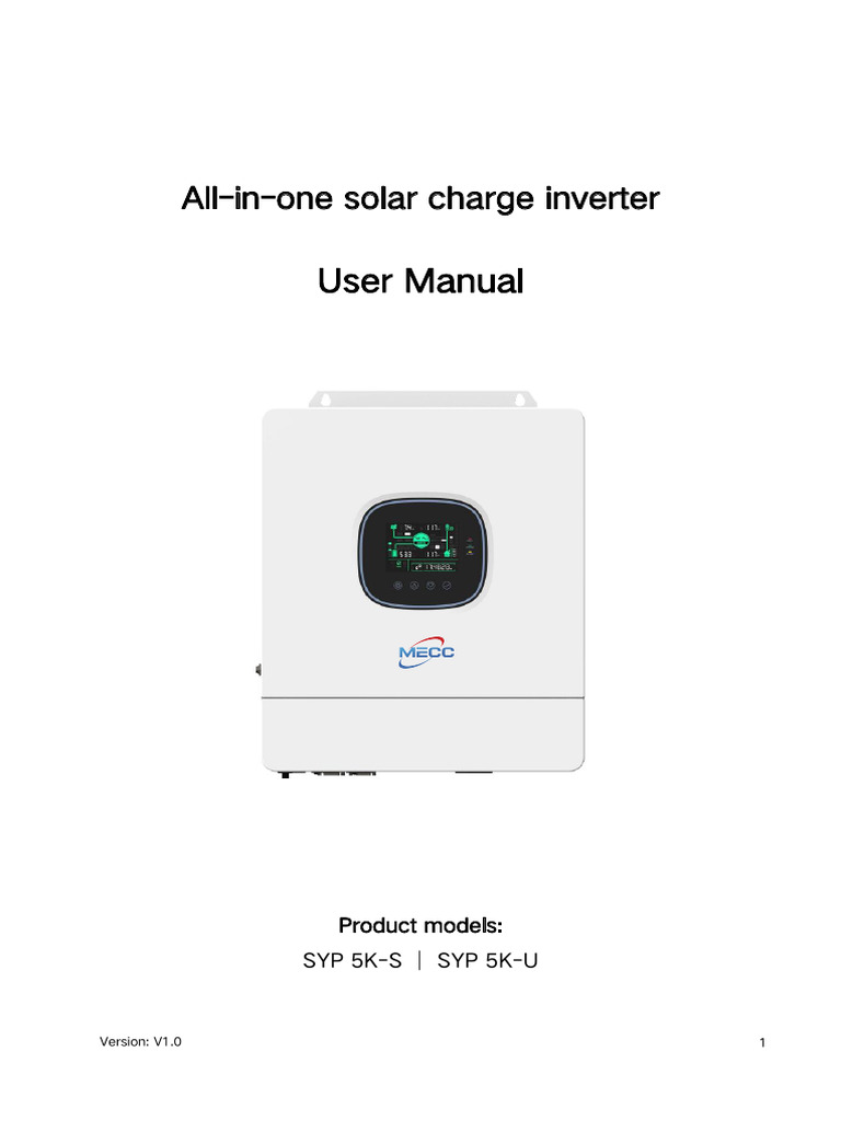 SYP Series Solar Charge Inverter Manual | PDF | Photovoltaics | Power ...
