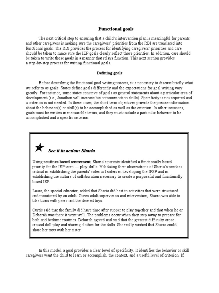 Functional Goals: See It in Action: Sharia | PDF | Individualized ...
