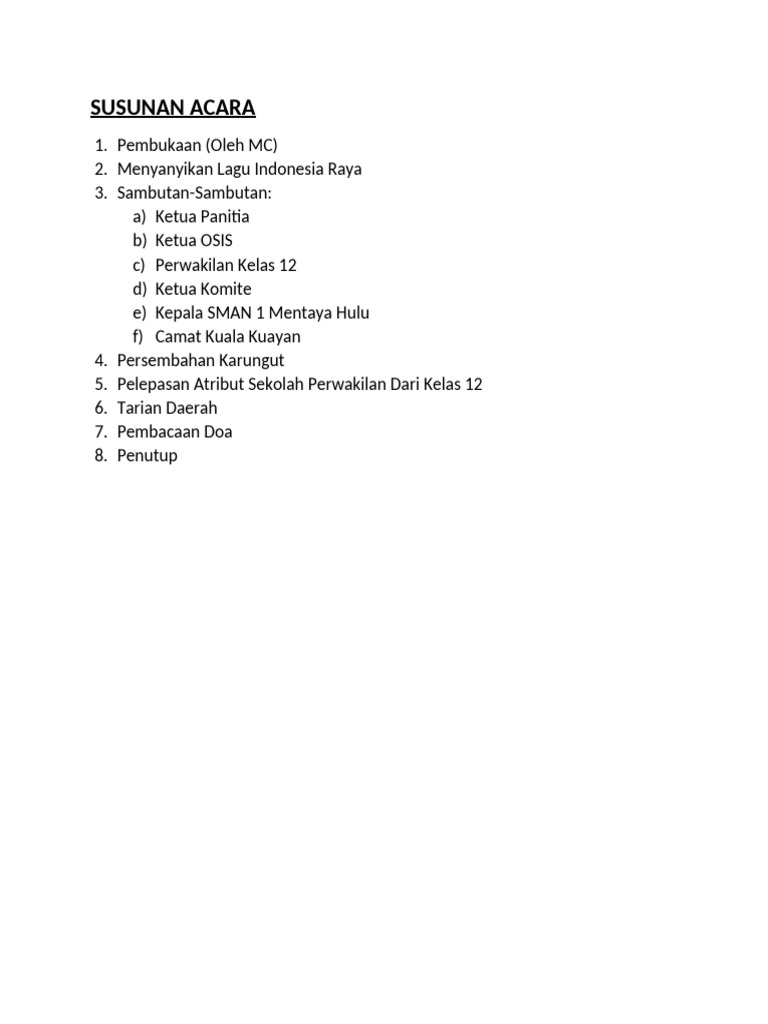 Susunan Acara | PDF