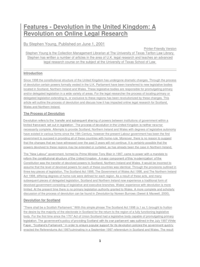 Features - Devolution in The United Kingdom: A Revolution On Online ...