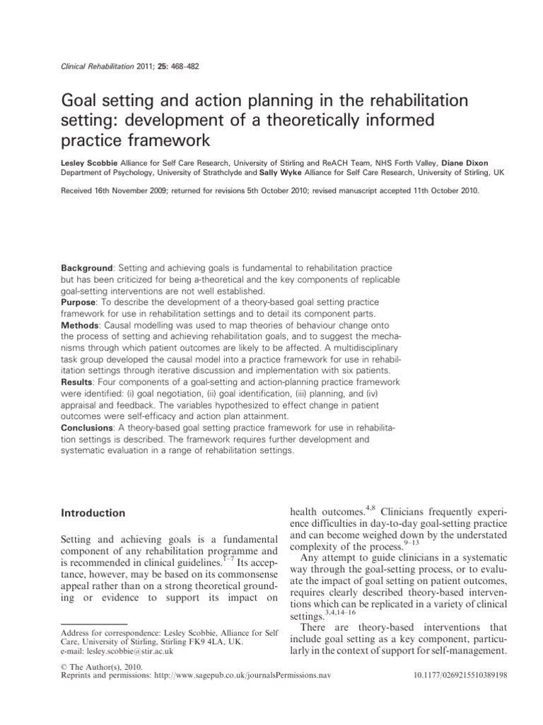 Goal Setting and Action Planning in The Rehabilitation | PDF | Goal ...