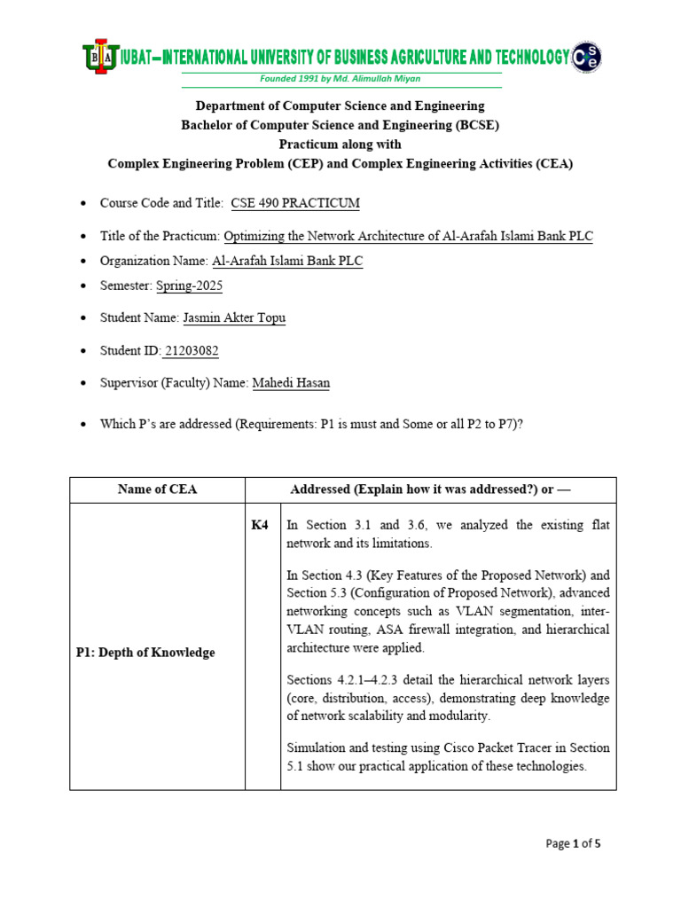 KPA Justification Sample - Practicum (Jasmin) | PDF | Computer Network ...