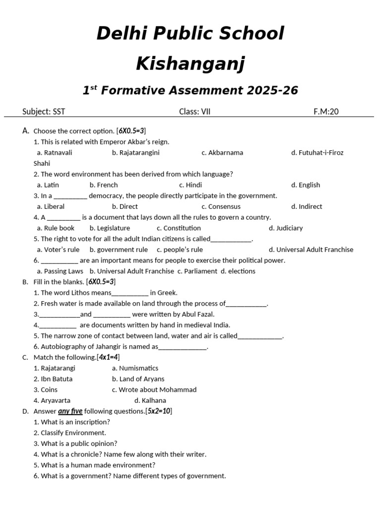 Class Vii SST | PDF