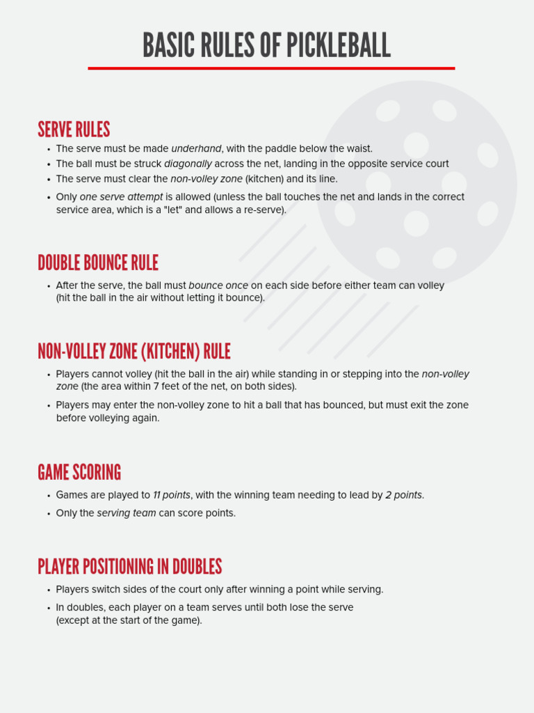 Basic Rules of Pickleball | PDF
