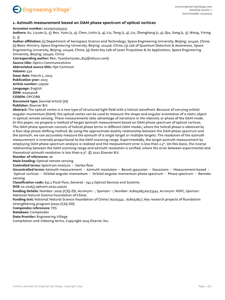Engineering Village Detailed 4-22-2025 228994 | PDF | Vortices | Motion ...