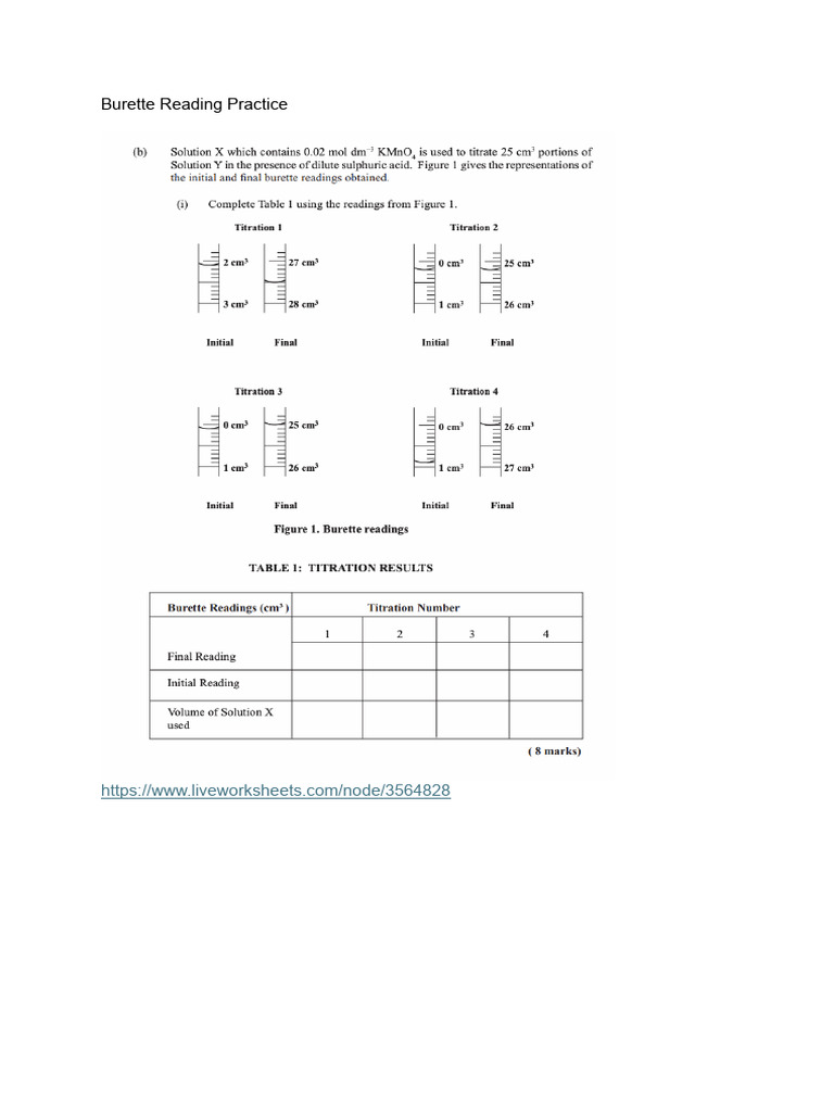 Burette Reading Practice | PDF