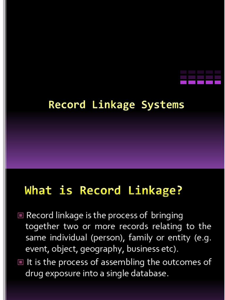 Record Linkage Studies | PDF