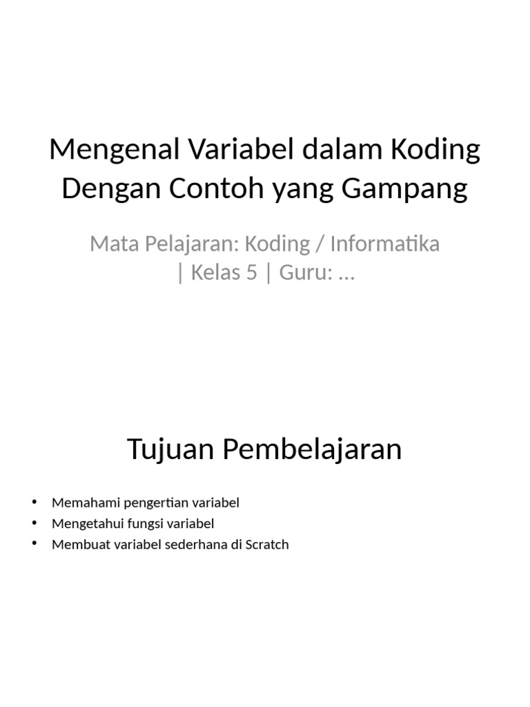 Memahami Variabel dalam Koding Scratch | PDF