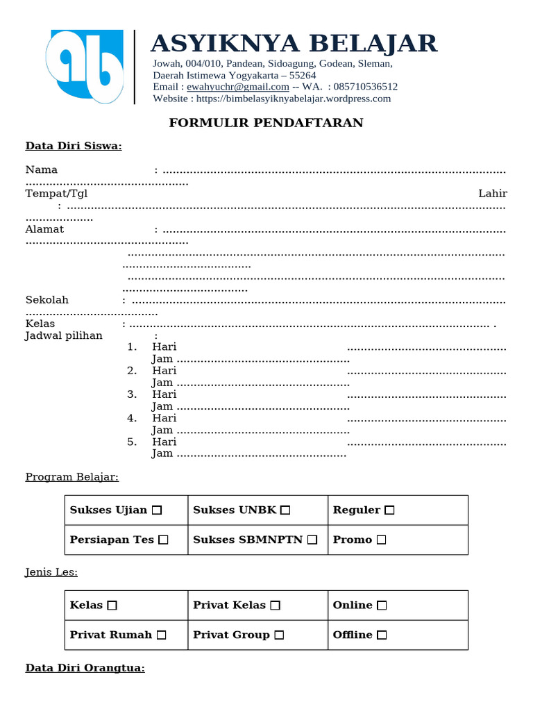 Formulir Pendaftaran | PDF
