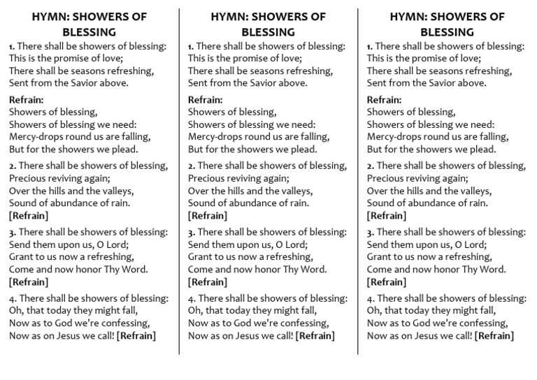 Showers of Blessing Hymn Lyrics | PDF | Jesus