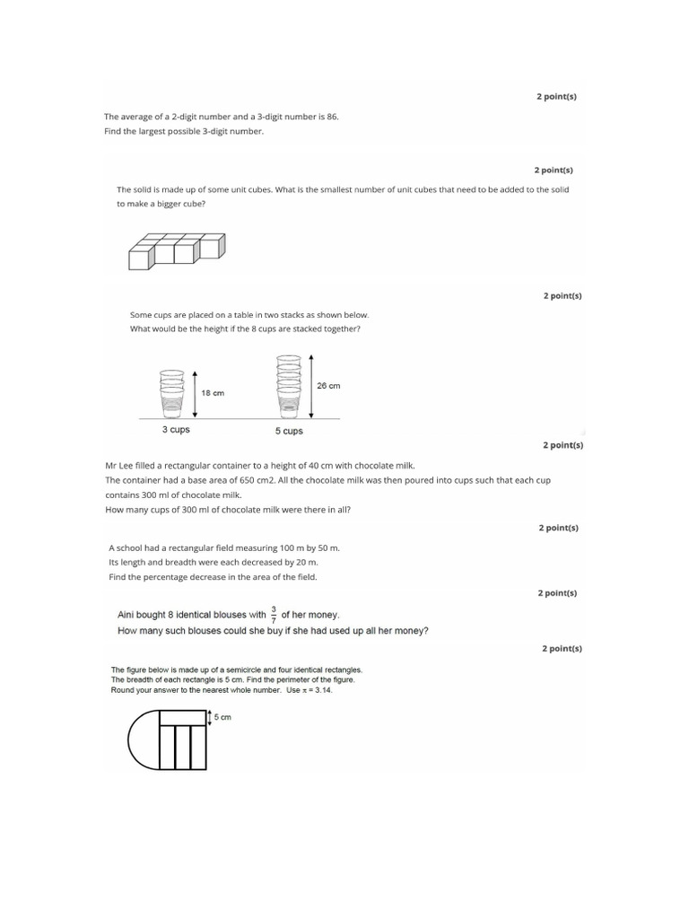 Singapore Math Challenge Grade 6 练习 | PDF