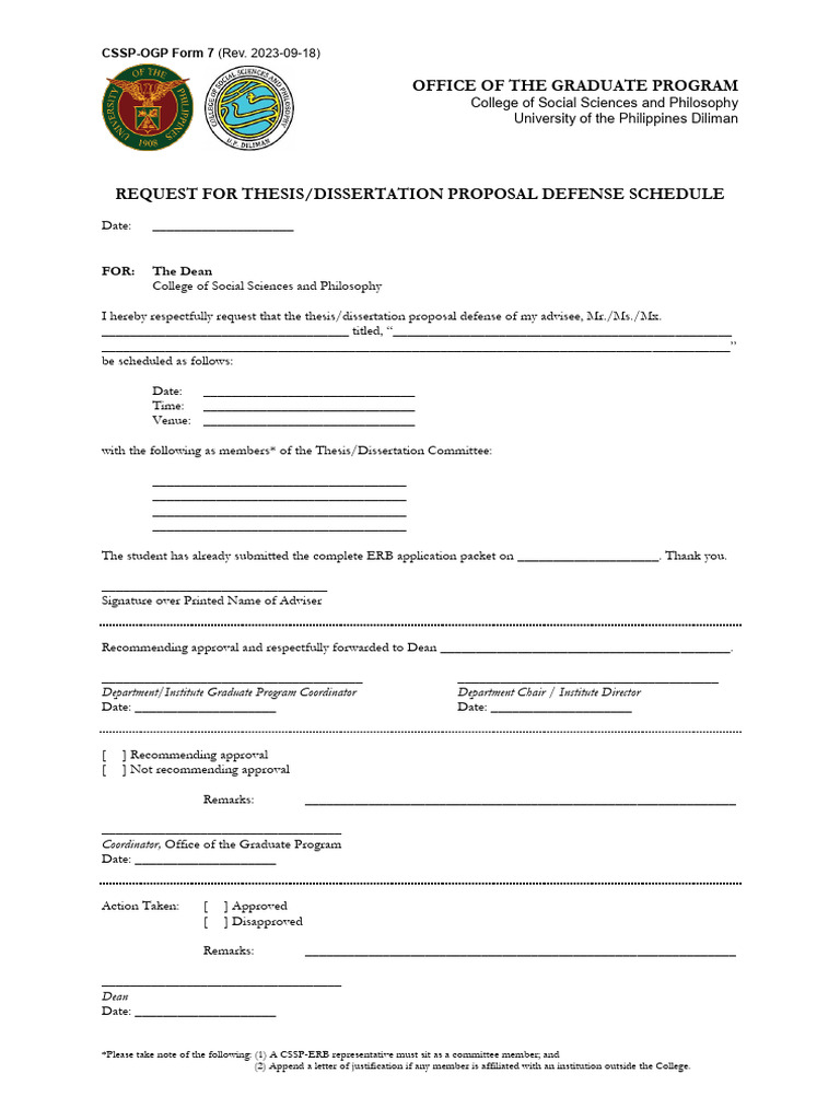 Revised With Complete ERB Packet - CSSP-OGP Form 7 - Request For Thesis or Dissertation Proposal ...