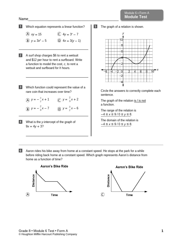 Grade 8 Module 6 Math Test Form A | PDF | Mathematical Concepts ...