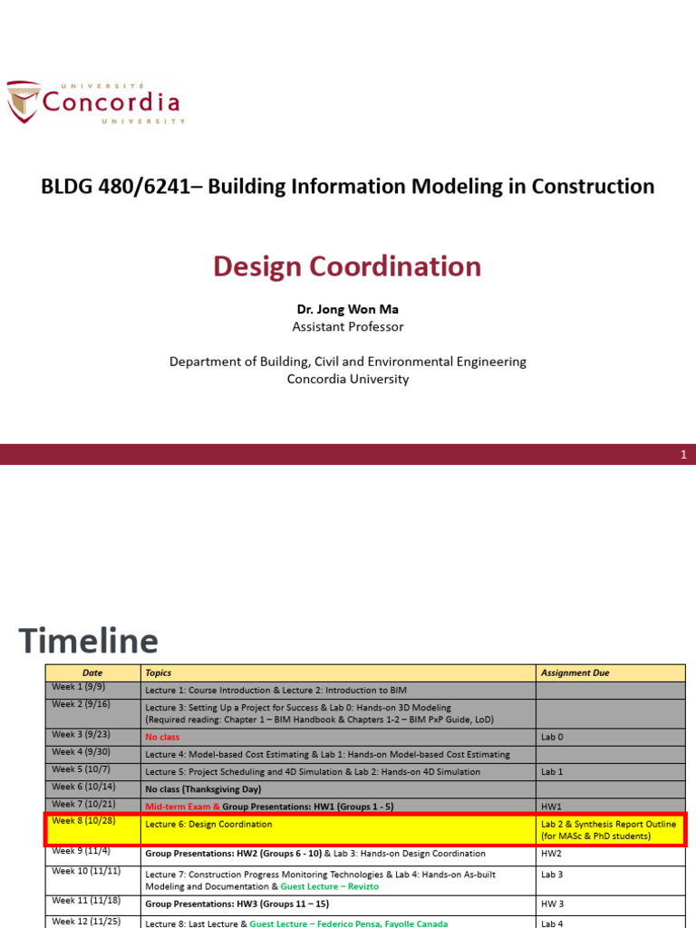 Fall 2024 - Lecture 6 - Design Coordination | PDF | Autodesk Revit ...