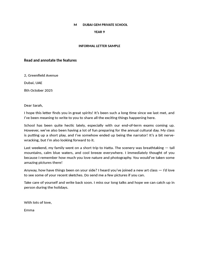 Informal Letter Sample | PDF