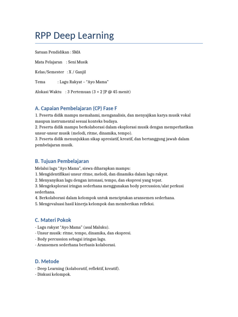 RPP DeepLearning AyoMama X | PDF