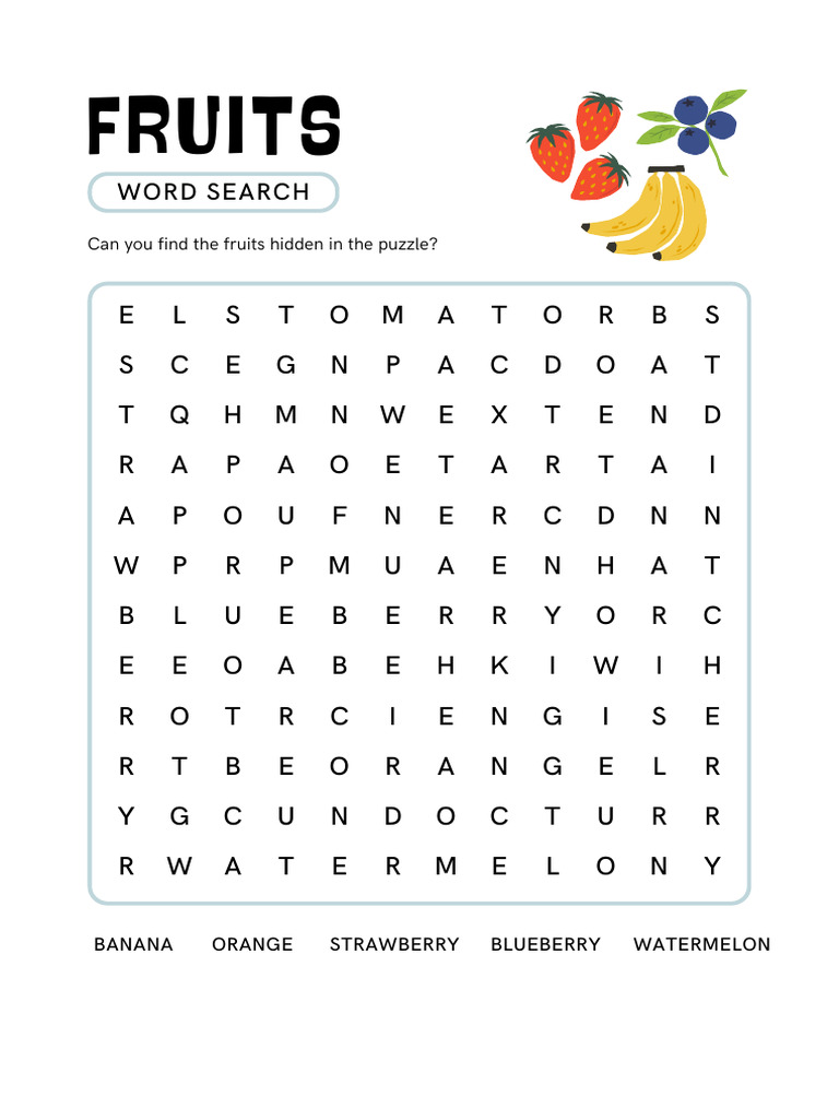 Word Search - Fruits | PDF