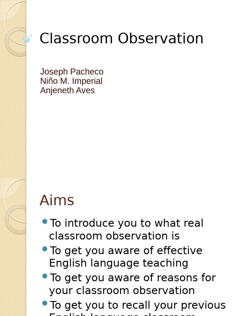Classroom Observation for English Teaching | PDF | Teachers | Lesson Plan