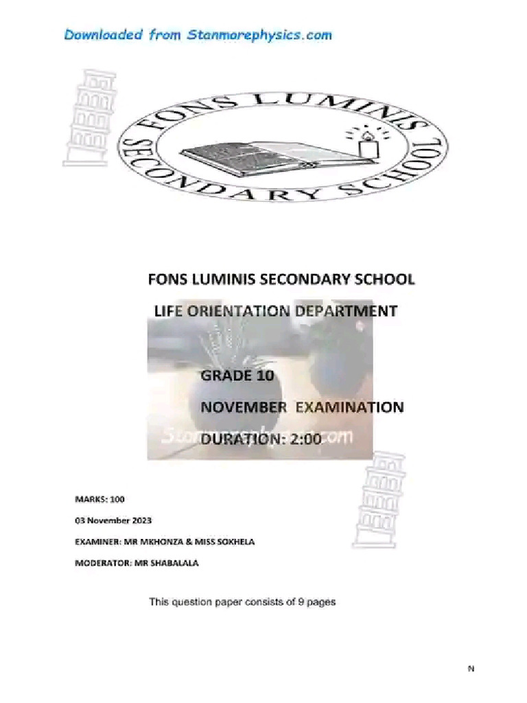 Grade10 LO November 2023 Examination | PDF
