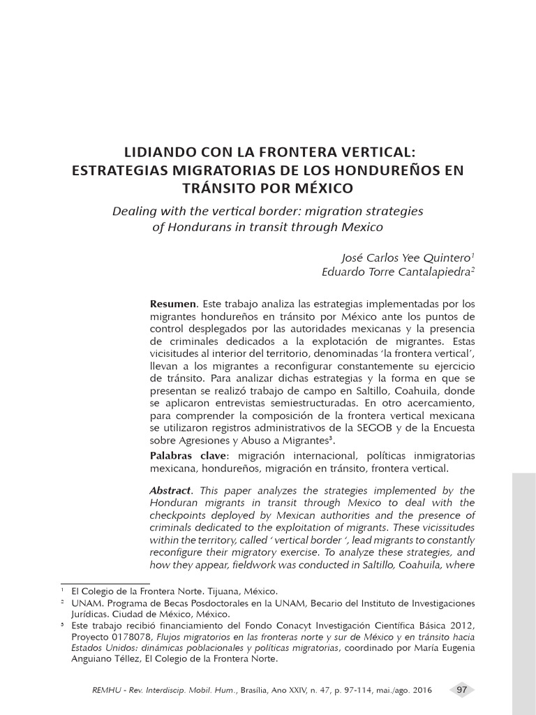 Estrategias de migrantes hondureños en México | PDF | Migración humana ...