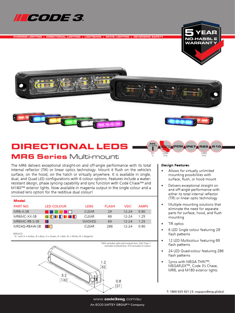 MR6 Series LED Warning Lights Overview | PDF | Automotive Industry ...